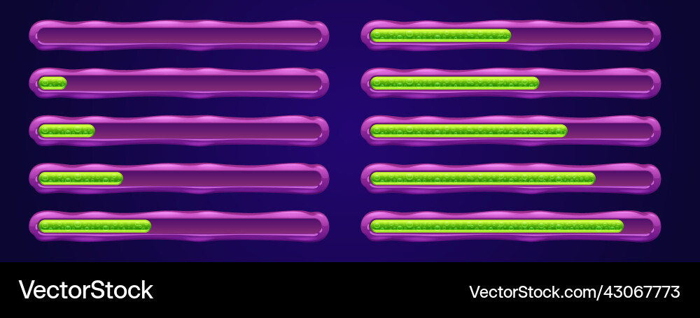 Game ui loading progress bars cartoon set Vector Image