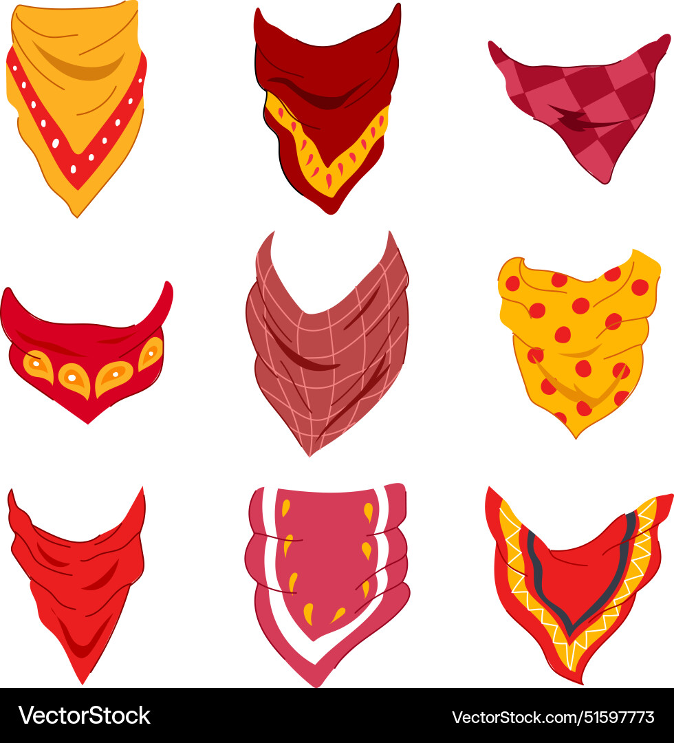 Handkerchief wild west set cartoon Royalty Free Vector Image
