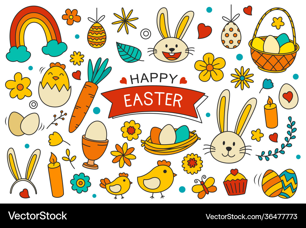 Happy easter elements design set Royalty Free Vector Image