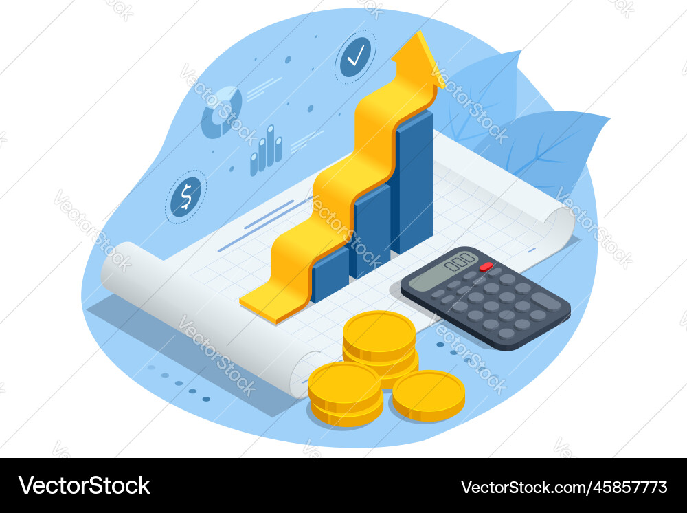 Isometric Economic Growth Analytics Royalty Free Vector