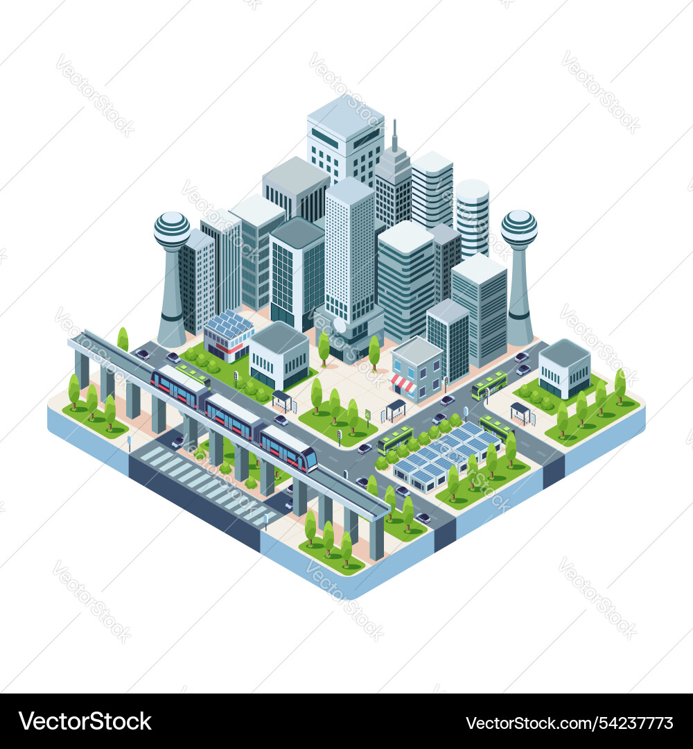 Isometric metropolis transportation system Vector Image