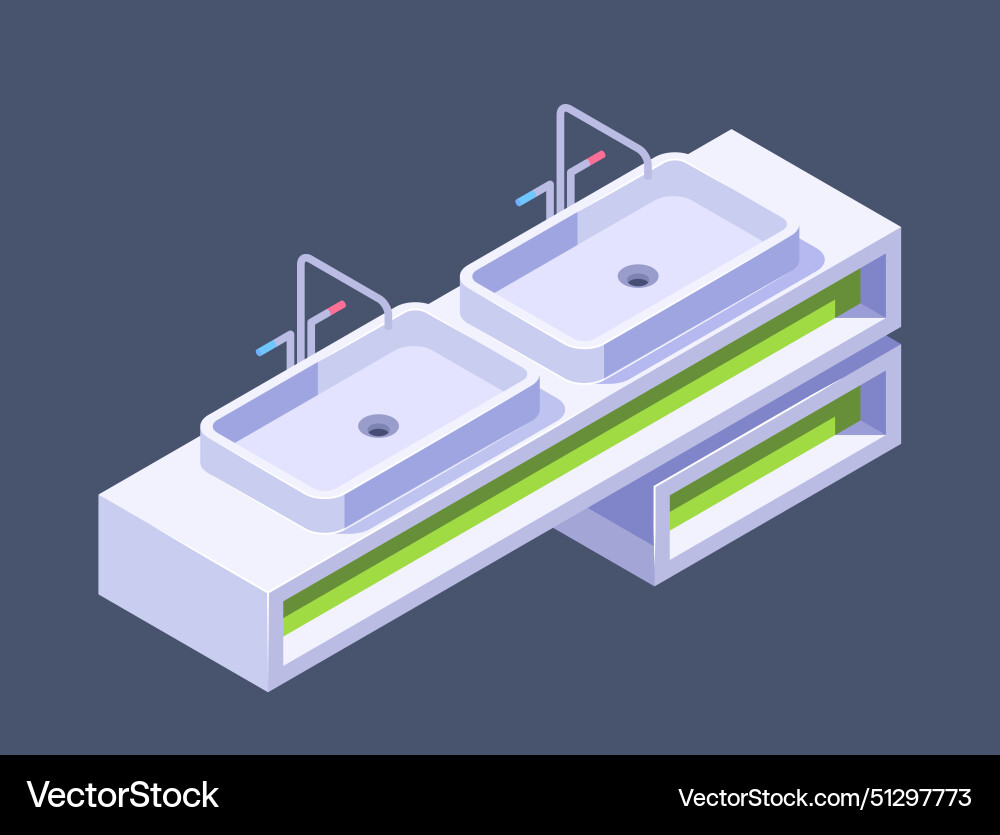 Isometric of double sink vanity unit Royalty Free Vector