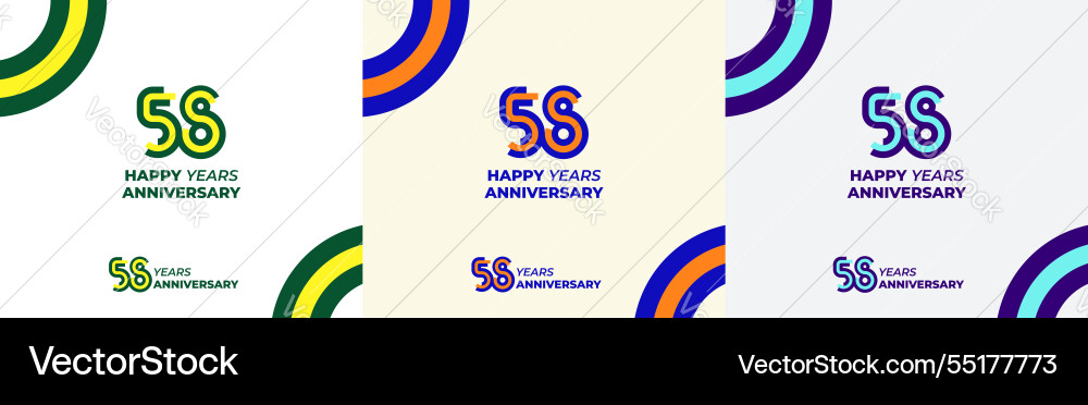 Logo years modern line colorful 58th happy Vector Image