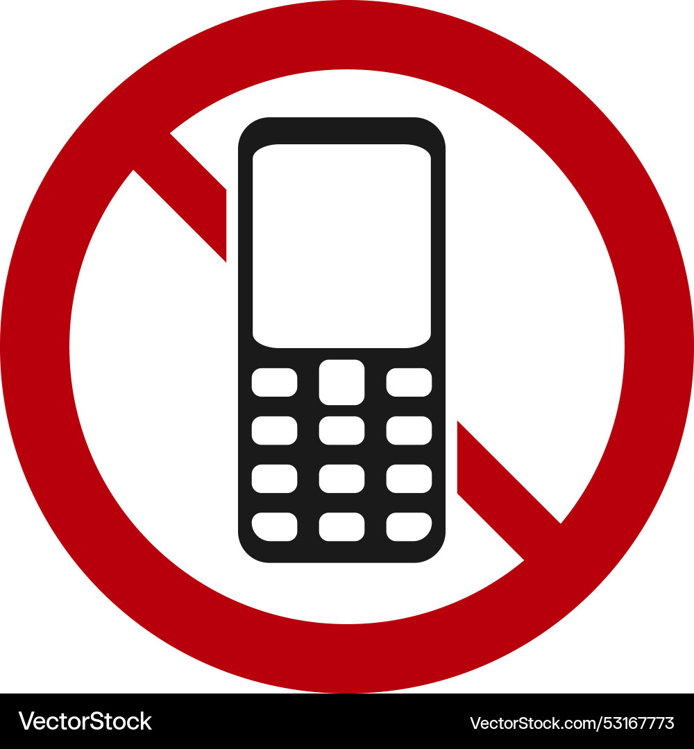 No mobile phones allowed prohibition sign Vector Image
