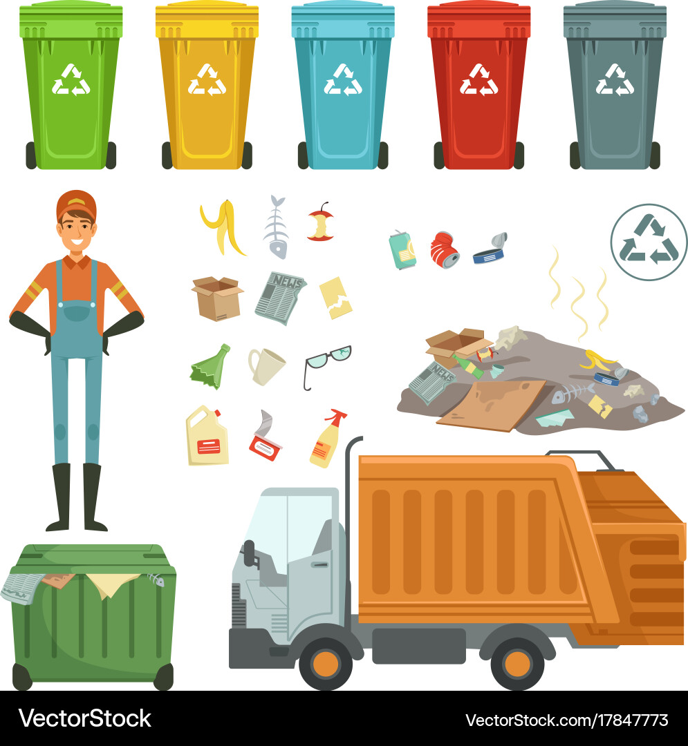 Plastic containers for different trashes Vector Image