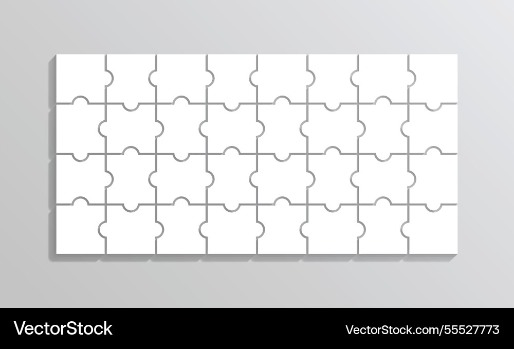 Puzzle thinking game jigsaw grid with 32 pieces Vector Image