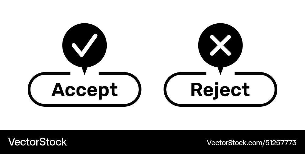 Right and wrong symbols with accept reject Vector Image