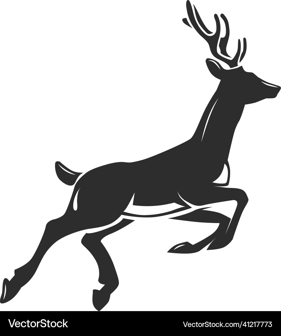 Running deer icon black jumping elk silhouette Vector Image