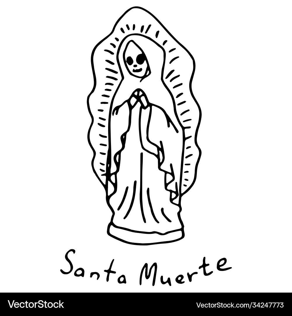 Santa muerte statuette on white isolated backdrop Vector Image