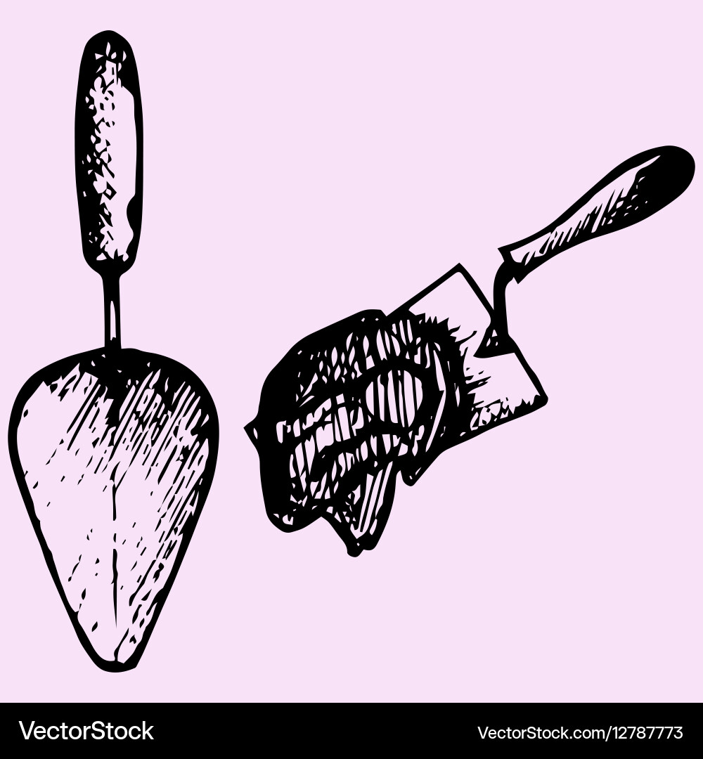 Trowel and cement mortar Royalty Free Vector Image