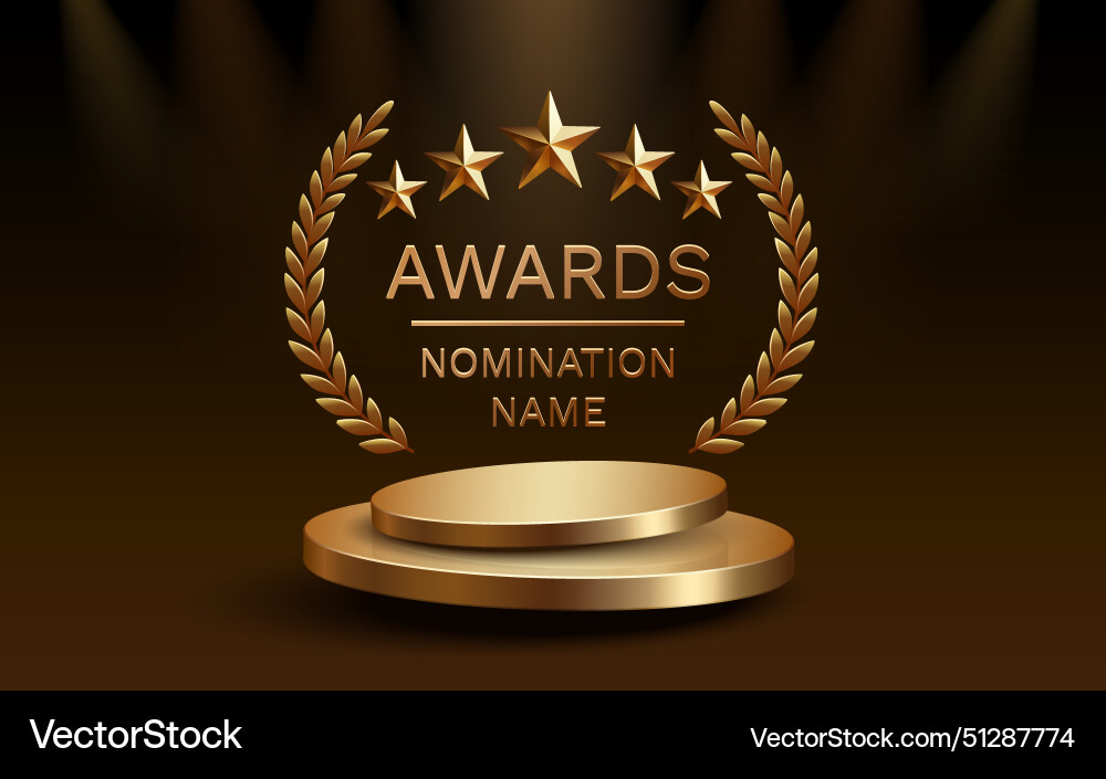 Awards nomination name podium golden prize event Vector Image