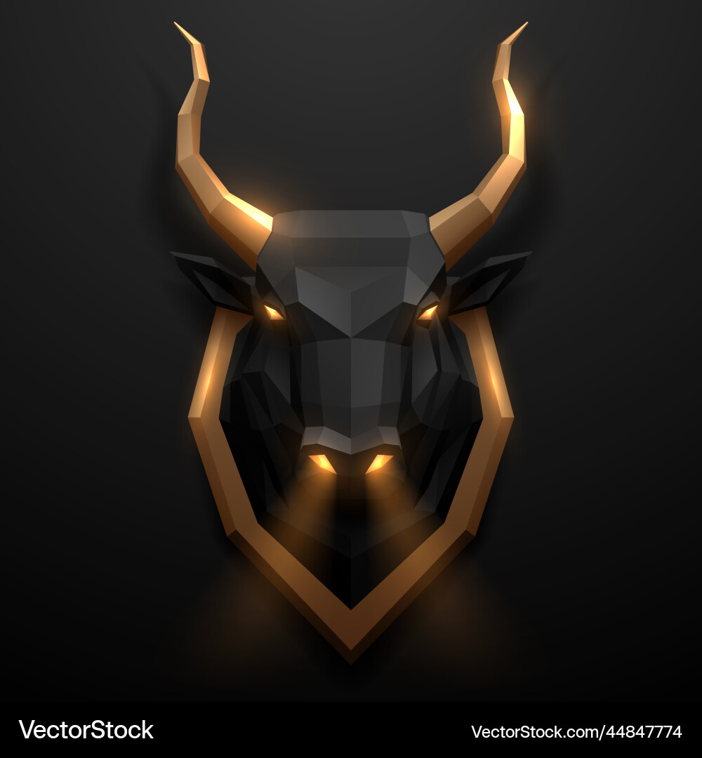 Black and gold geometric bull head Royalty Free Vector Image