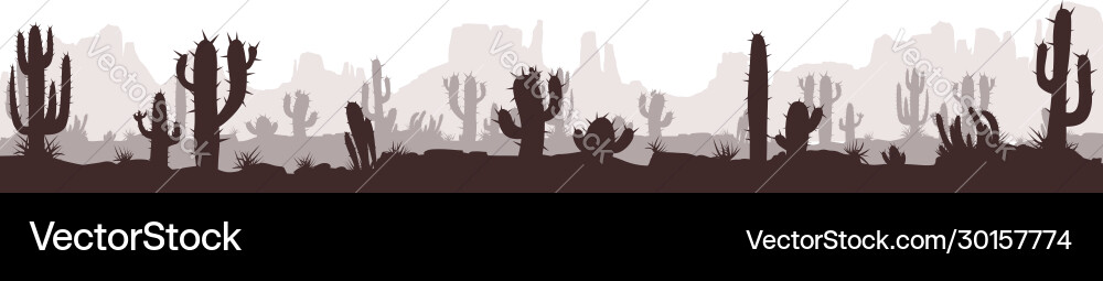Cactus desert wide image 01 Royalty Free Vector Image