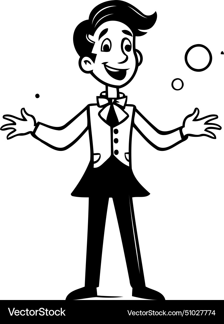 Cartoon man juggling balls in comic style Vector Image
