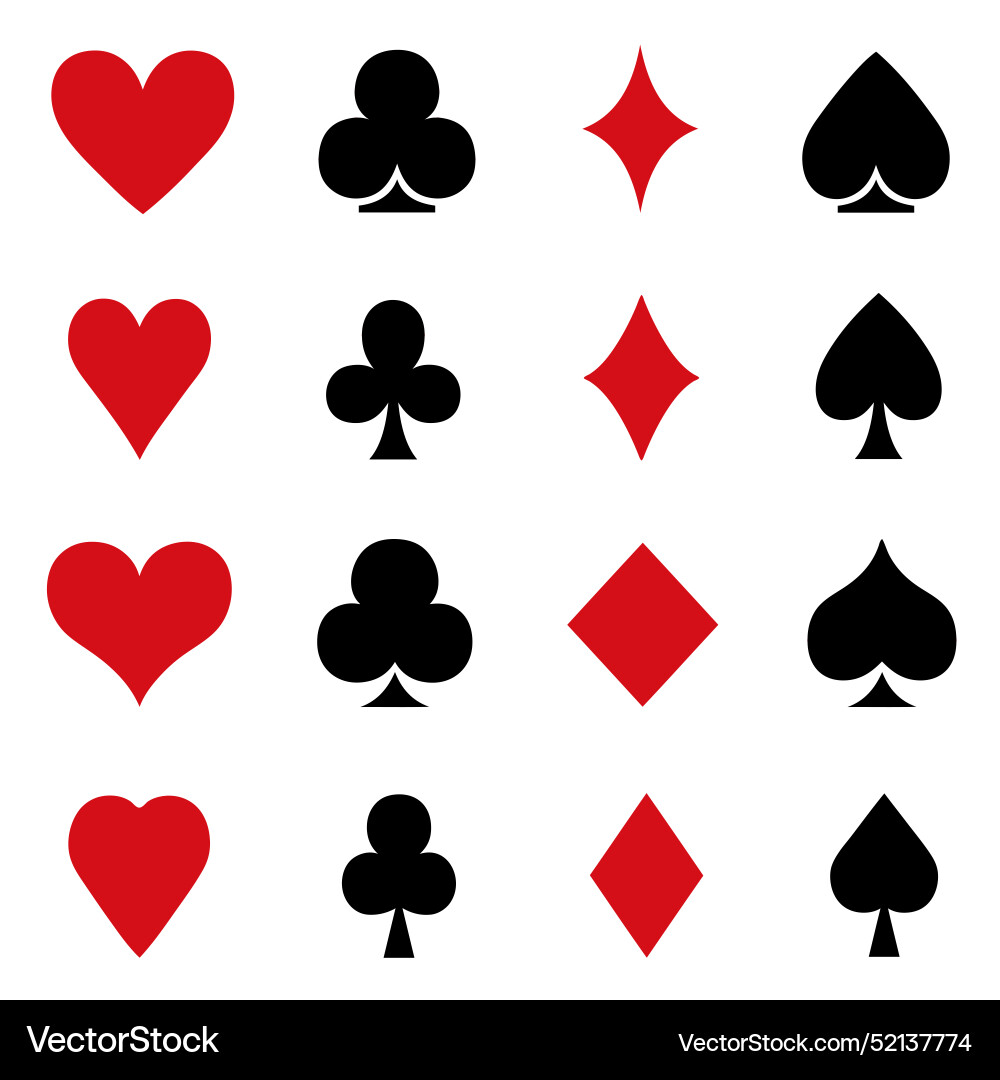Collection of different playing cards symbols Vector Image