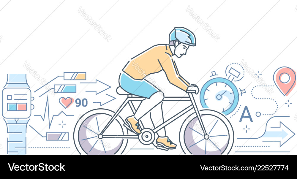Cycling - colorful line design style Royalty Free Vector