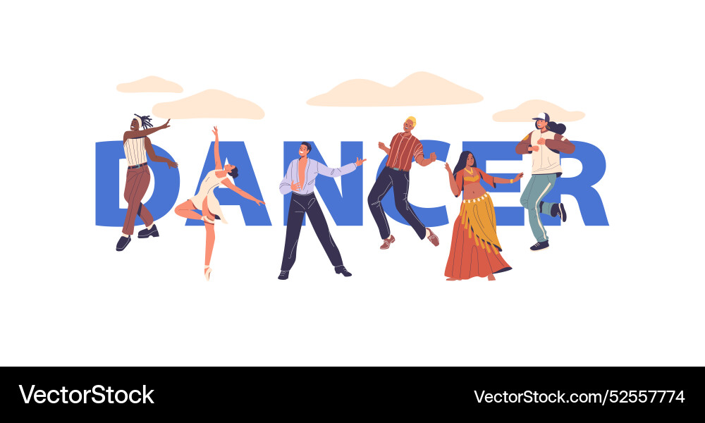 Group of dancers showcasing various dance styles Vector Image