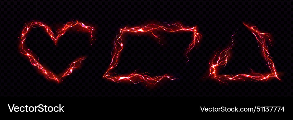 Red frames made of glowing neon lightning Vector Image