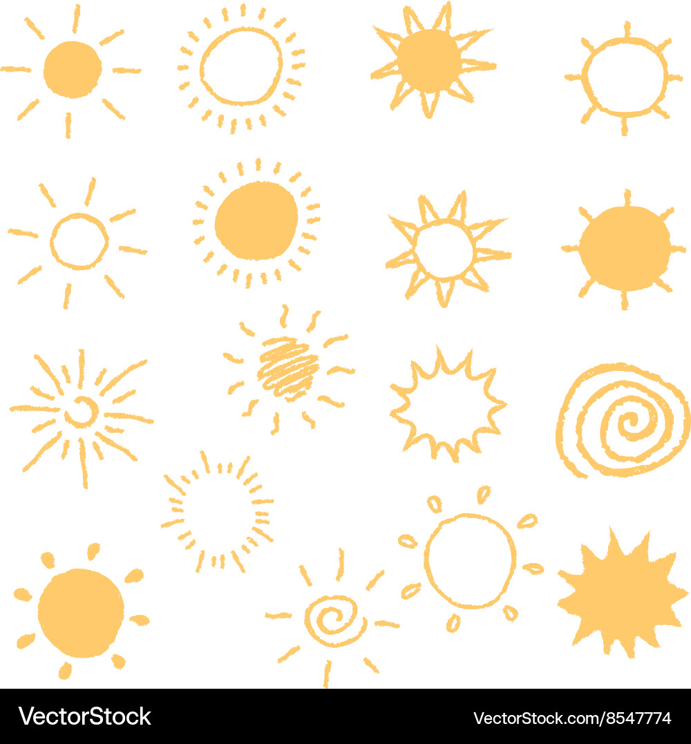Set of hand-drawn sun icons Royalty Free Vector Image