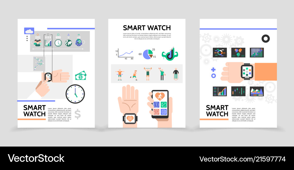 Smart Watch Marketing Posters Royalty Free Vector Image