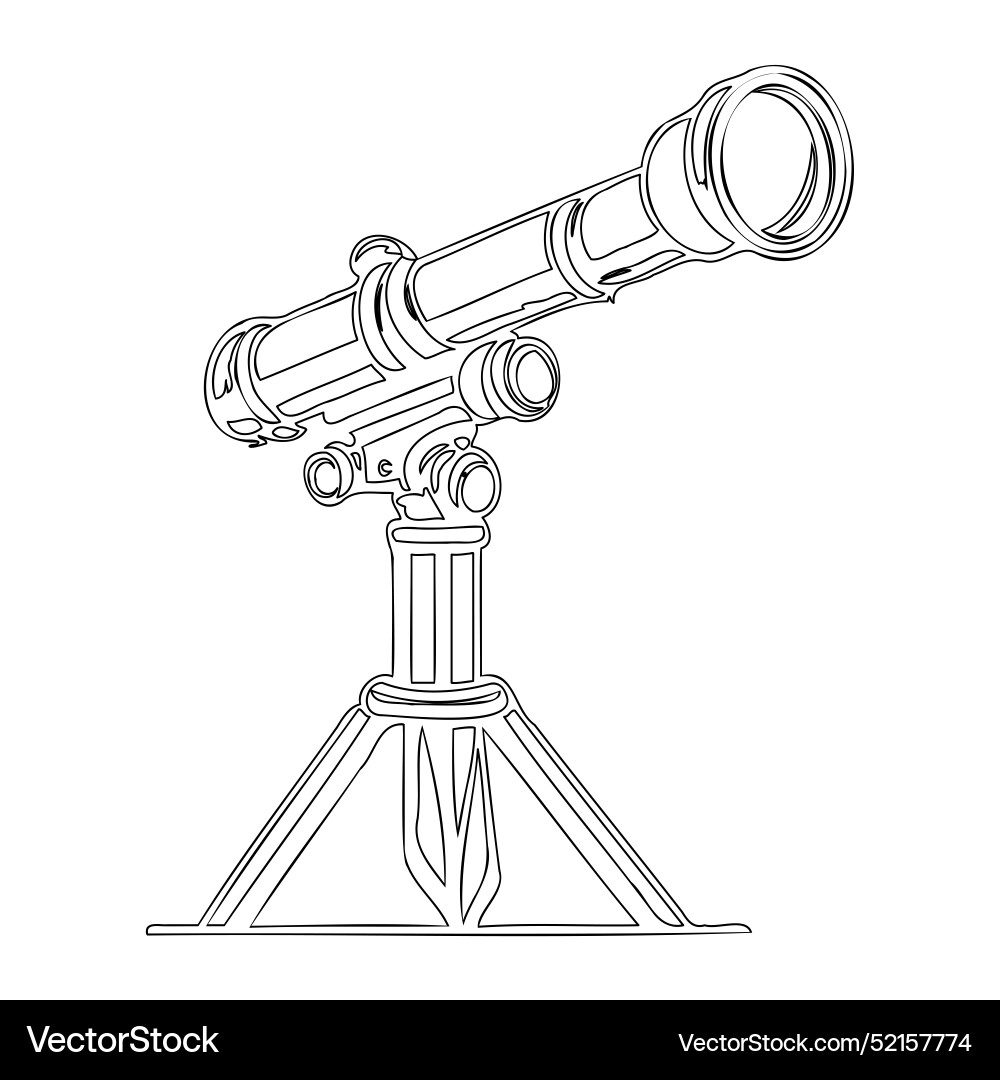 Telescope outline sketch Royalty Free Vector Image