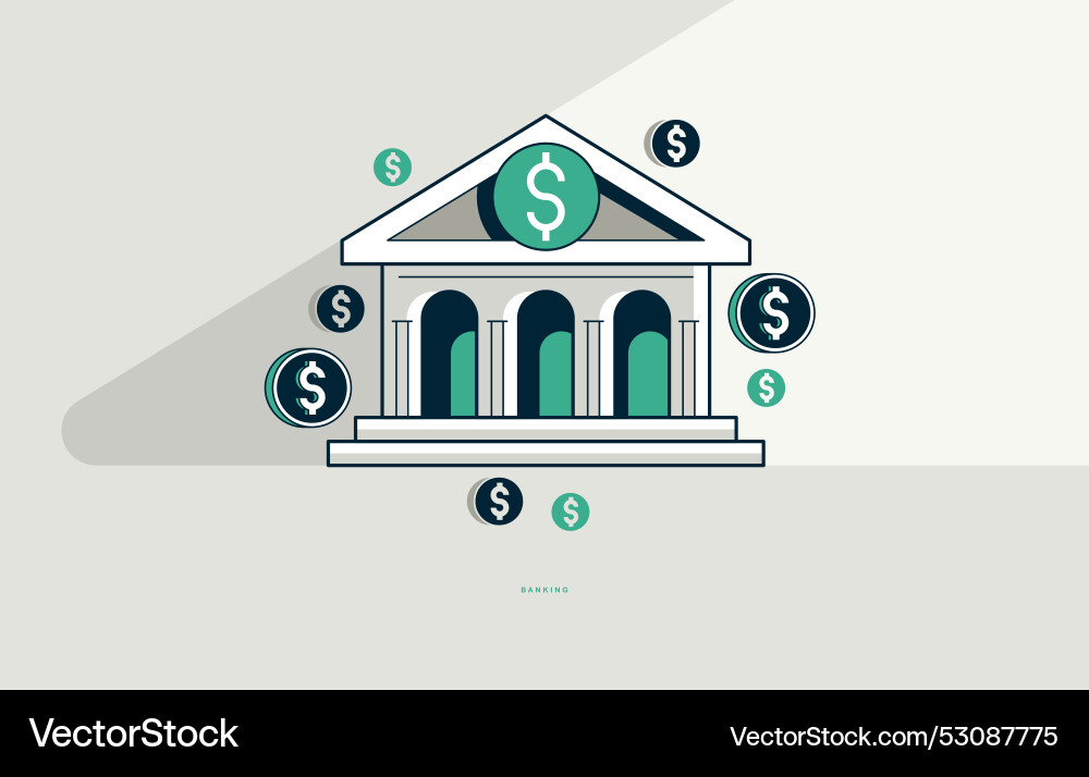 Banking concept poster bank building icon style Vector Image