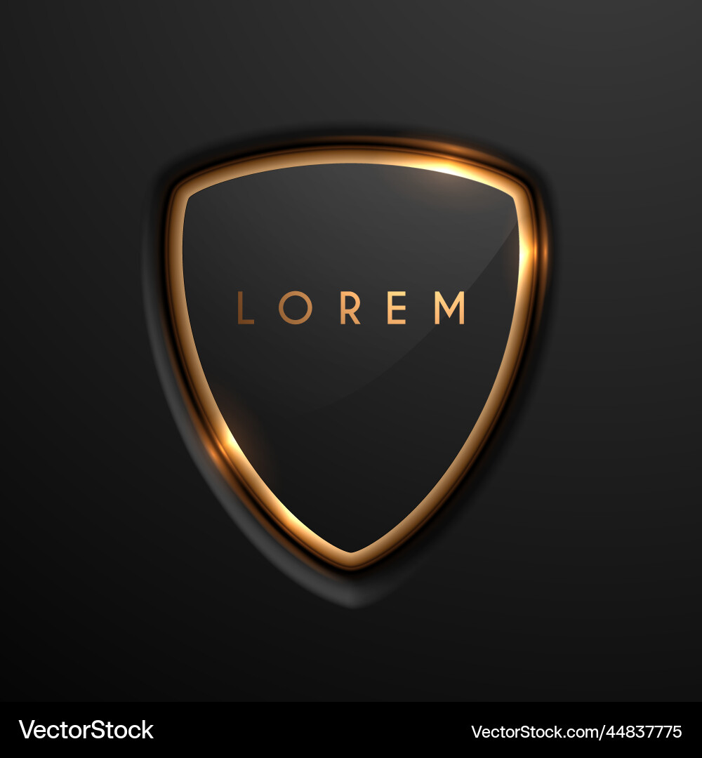 Black and Gold Shield Badge Royalty Free Vector Image
