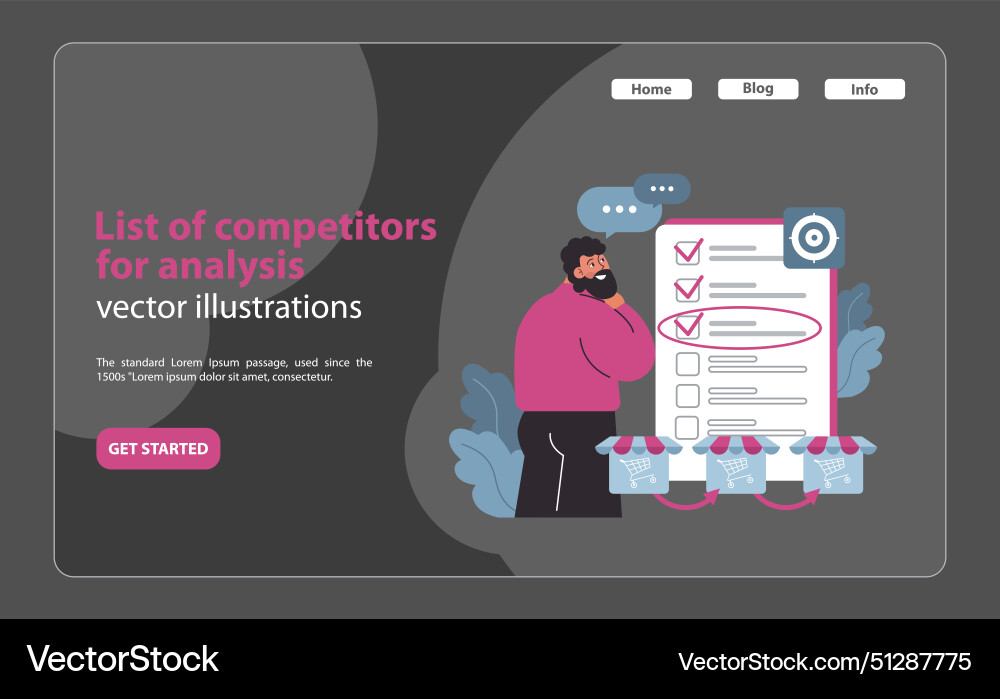 Competitor analysis checklist concept Royalty Free Vector