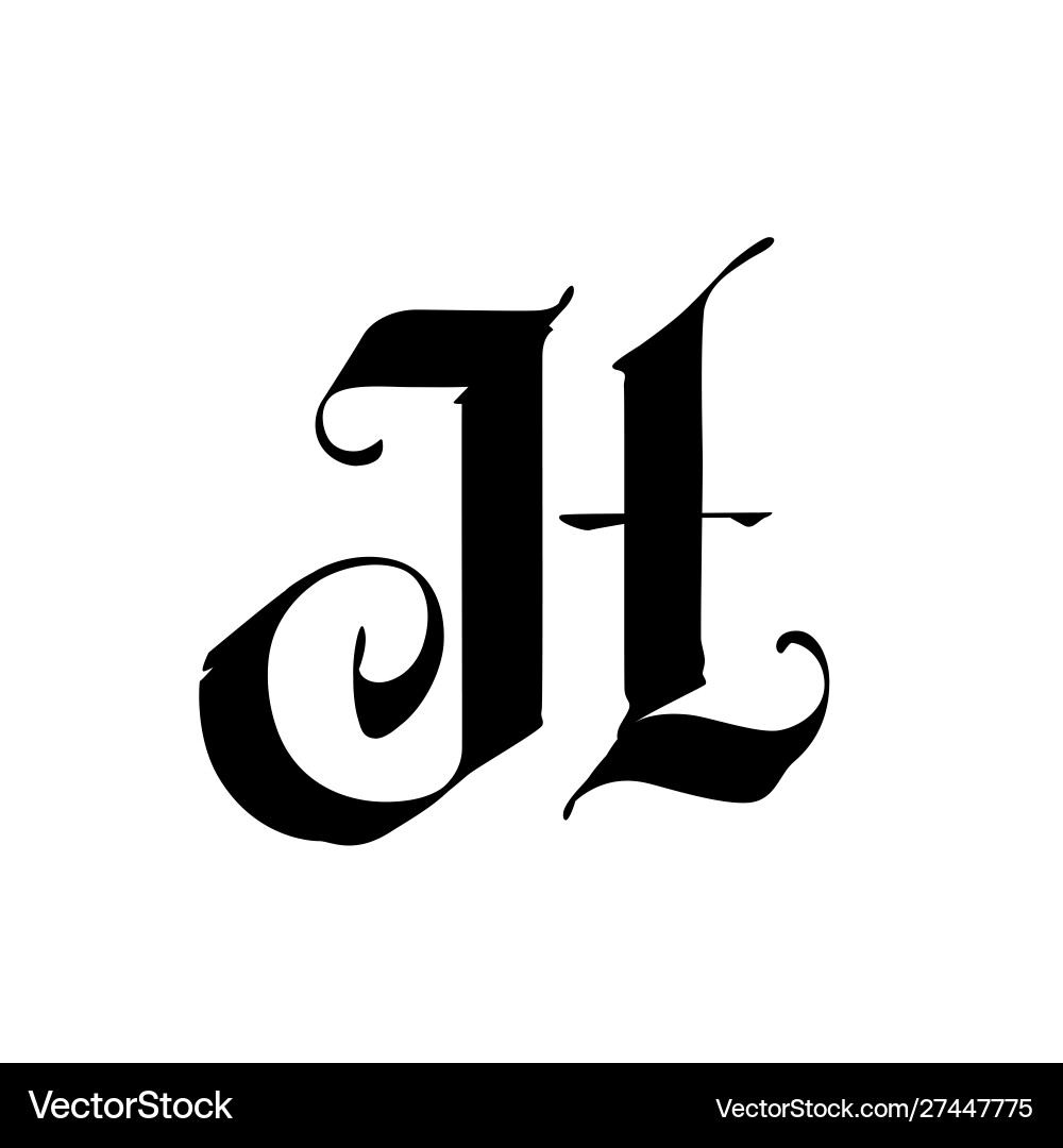 Gothic Letter H Monogram Royalty Free Vector Image