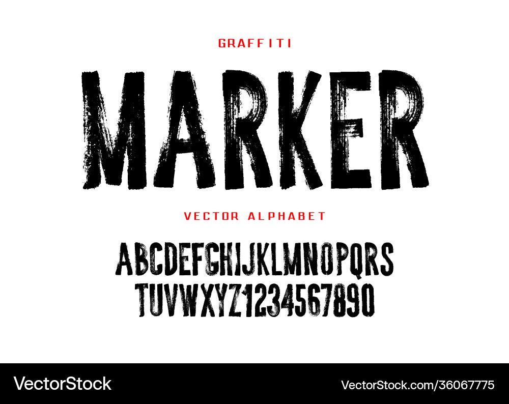 Graffiti marker font design hand drawn style Vector Image