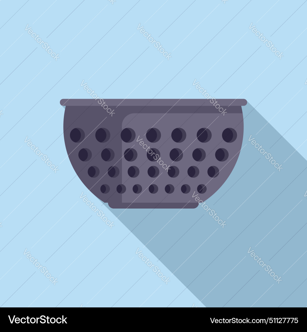 Metal colander icon flat cooking tool Royalty Free Vector