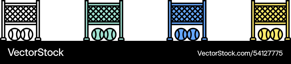 Net icon outline green blue and yellow style Vector Image
