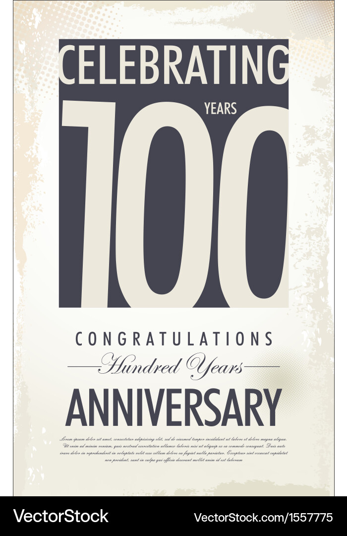 Retro 100th Anniversary Celebration Royalty Free Vector