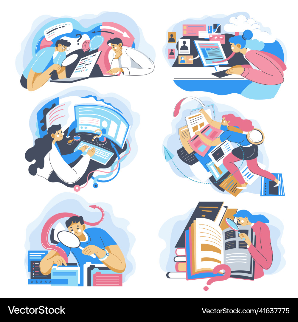 Search and research in computer books Royalty Free Vector