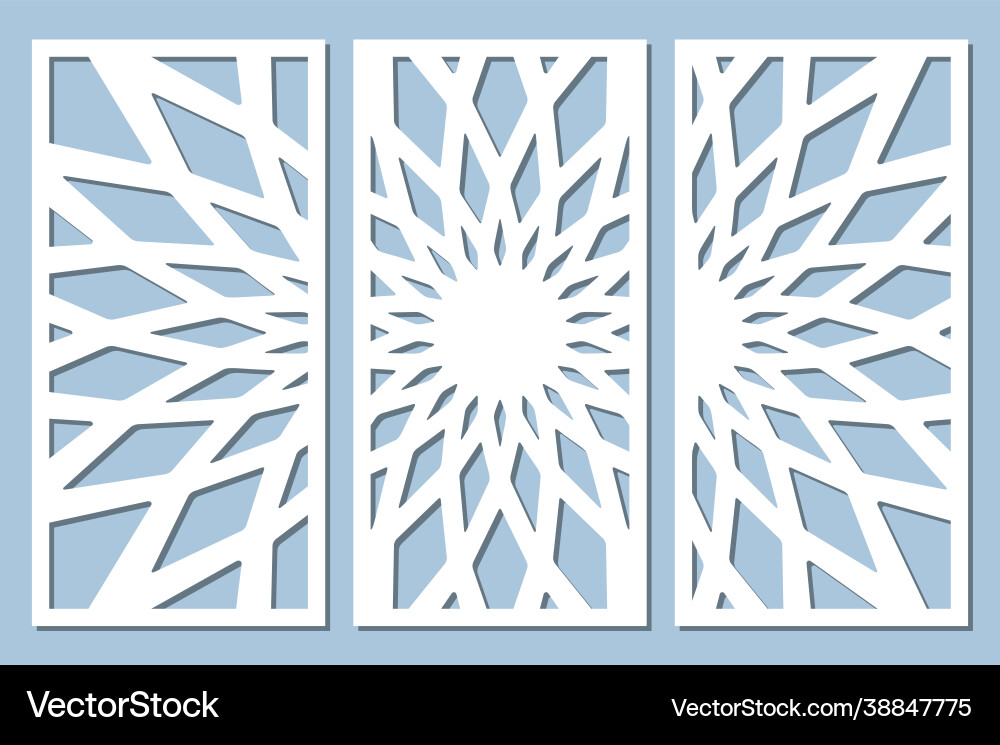 Set decorative card for cutting geometry line Vector Image