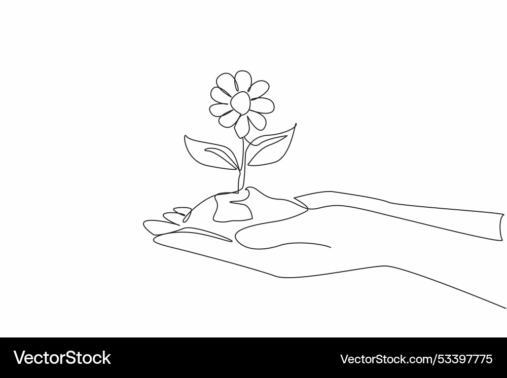 Single continuous line drawing two hands holding Vector Image