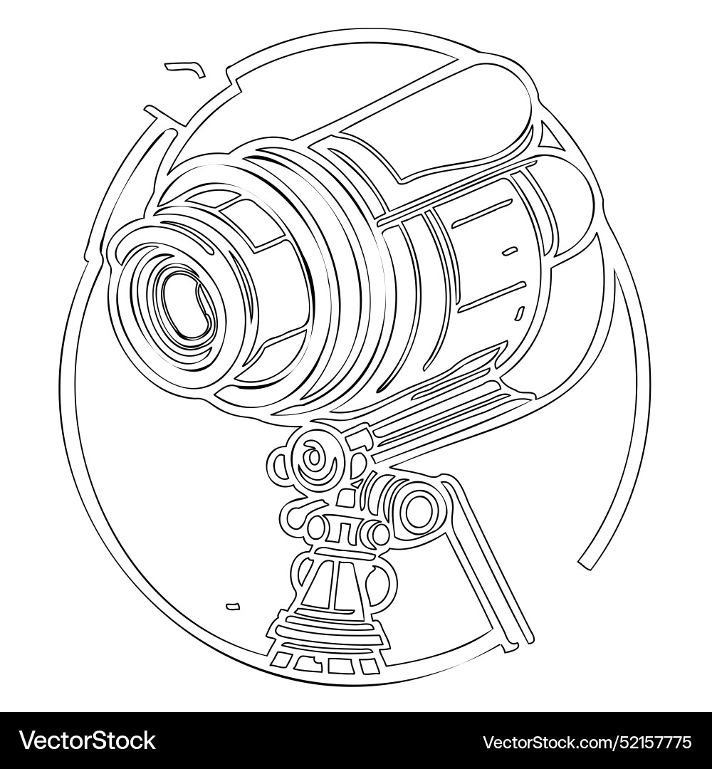 Telescope outline sketch Royalty Free Vector Image