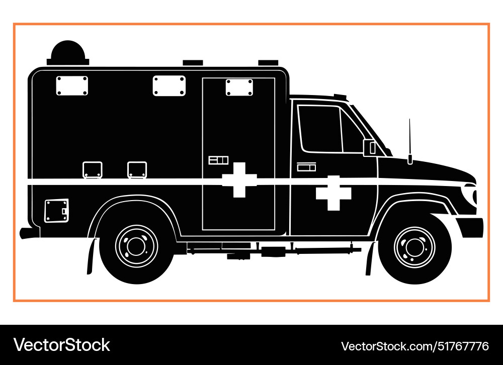 Ambulance silhouette side view Royalty Free Vector Image