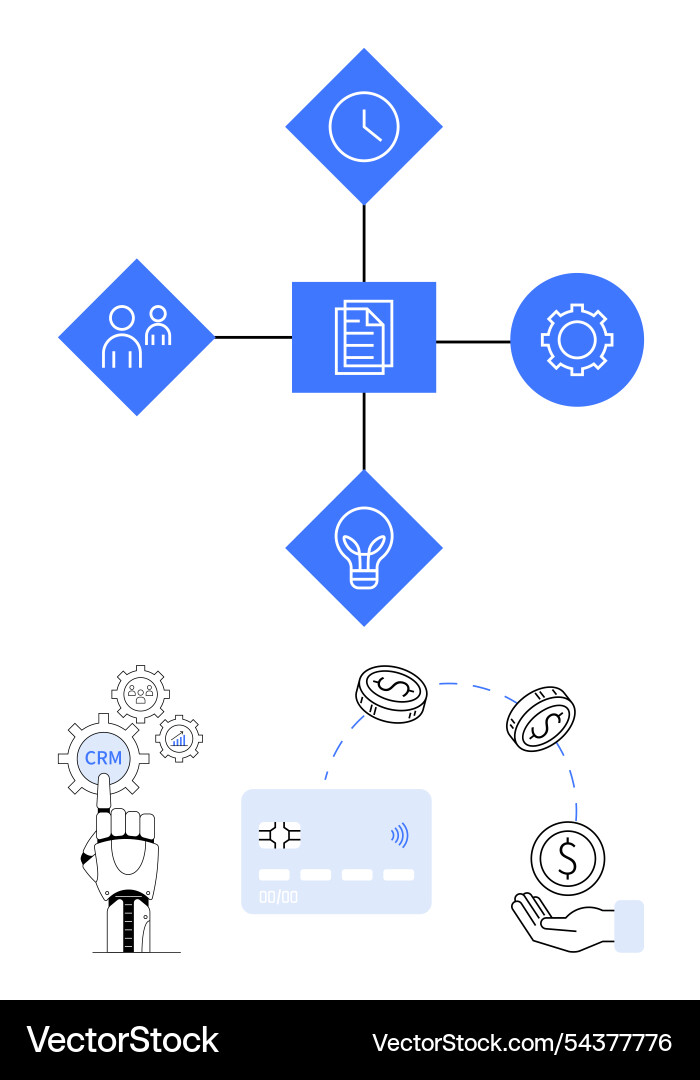 Business workflow with document management Vector Image