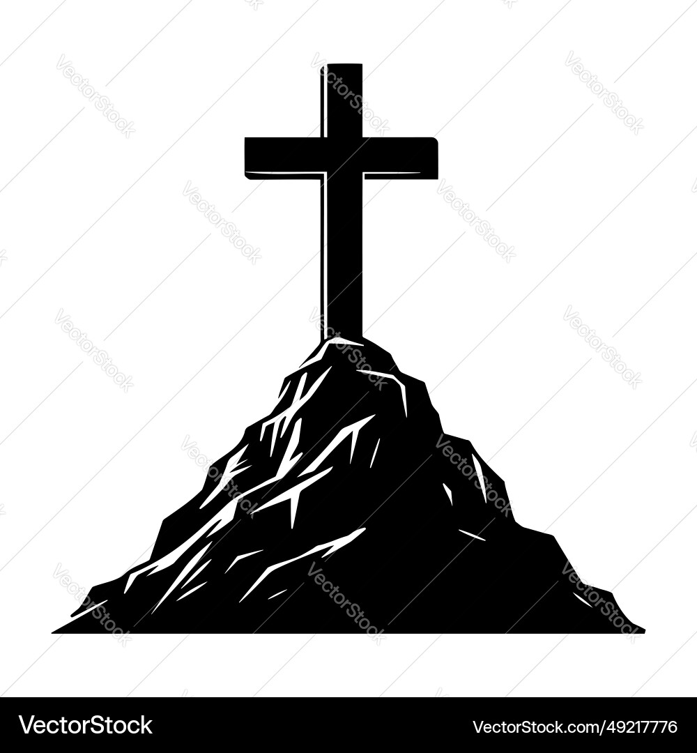 Christian Cross on Rocky Hill Royalty Free Vector Image