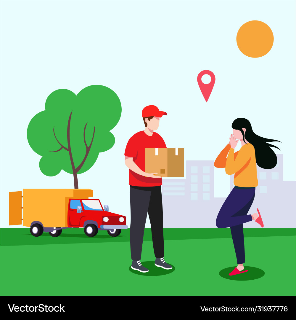 Courier delivery Royalty Free Vector Image - VectorStock