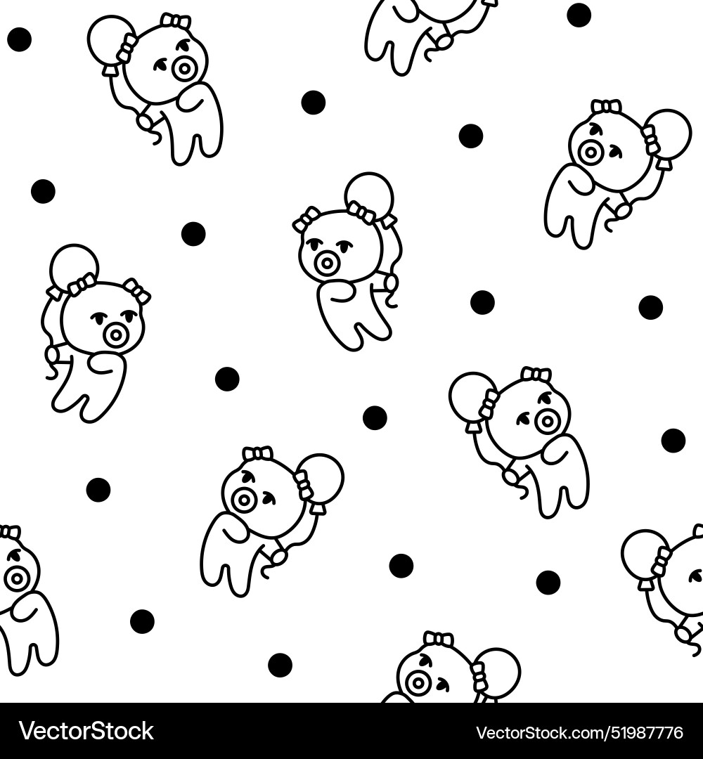 Cute baby girl seamless pattern coloring page Vector Image