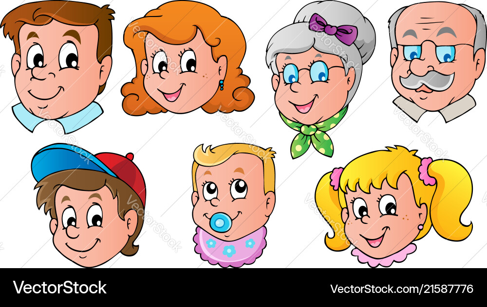 Family faces theme image 1 Royalty Free Vector Image