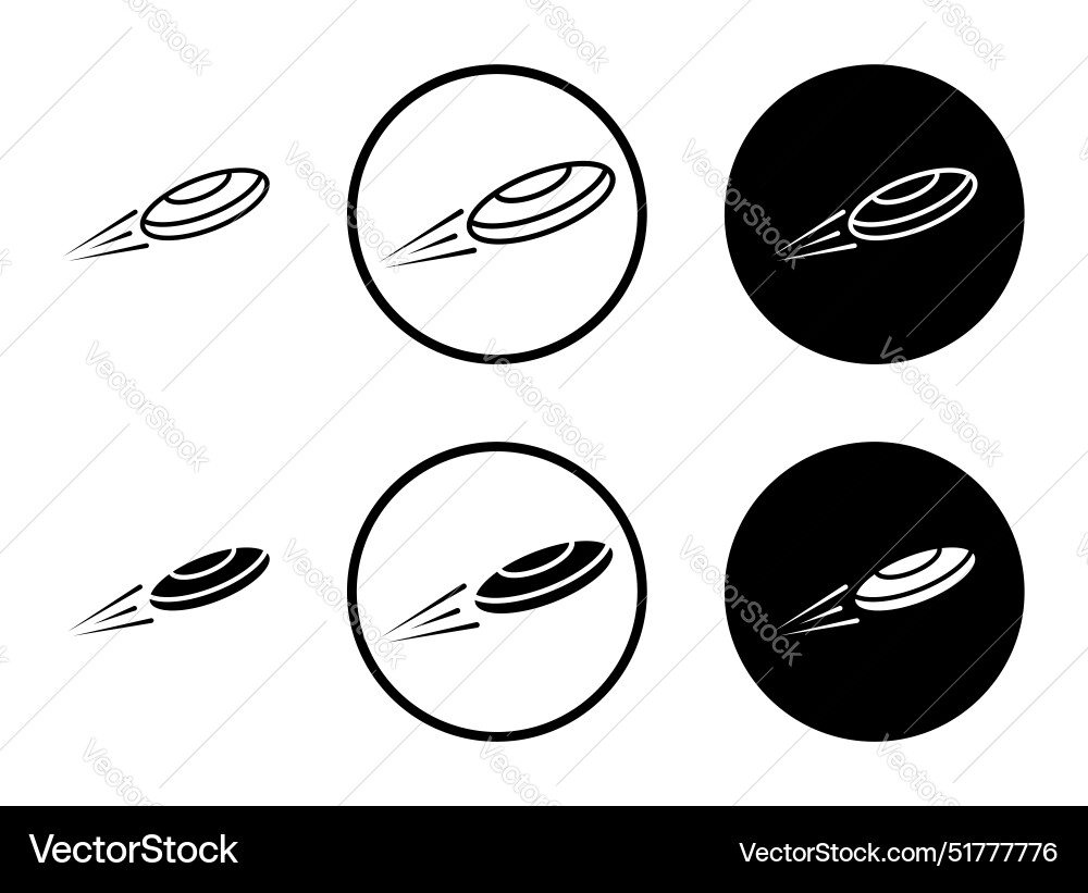 Flying disc icon set black filled and outlined Vector Image