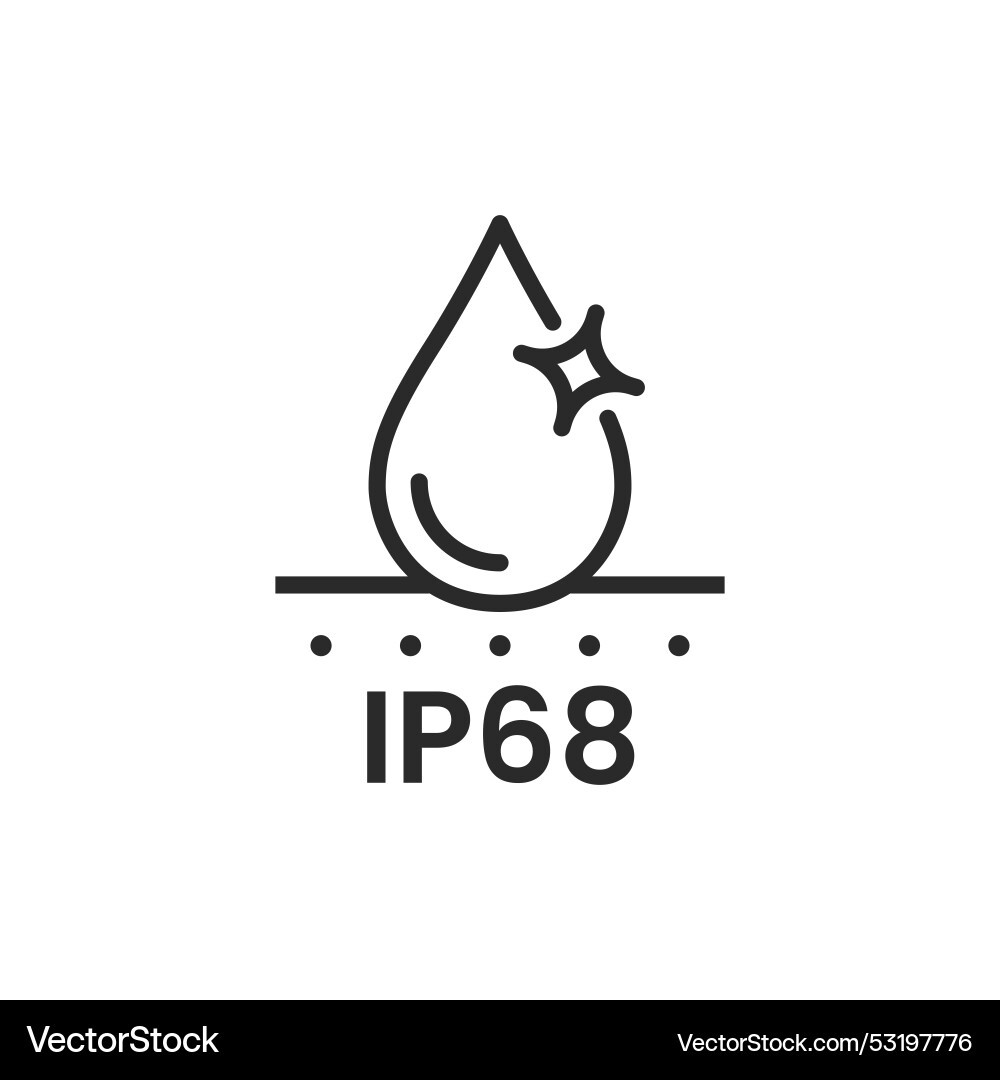 Ip68 waterproof and dustproof icon Royalty Free Vector Image