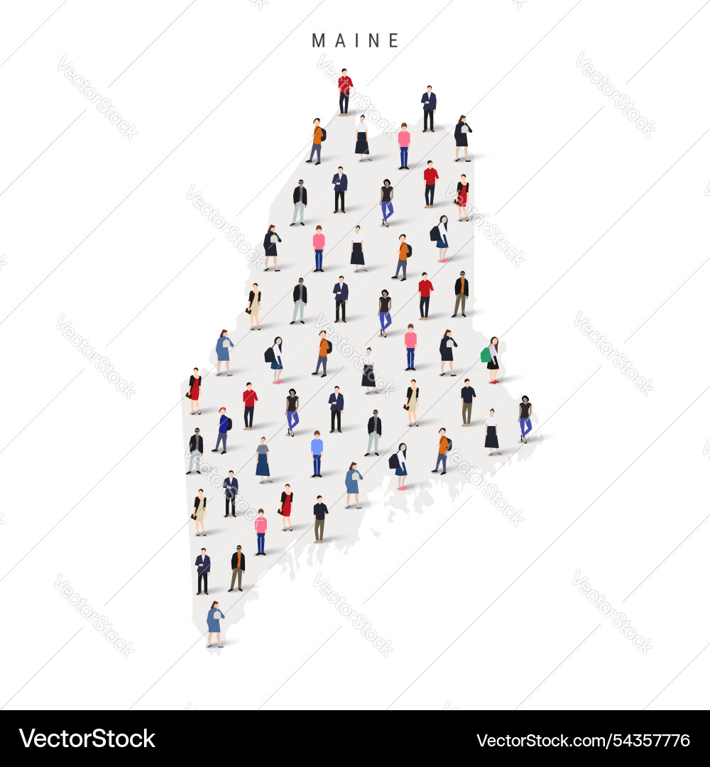 Maine us state population map large group of Vector Image