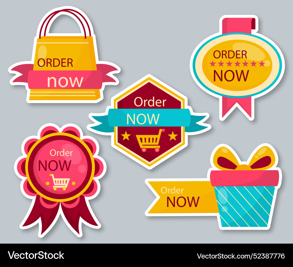Order now - sticker collection Royalty Free Vector Image
