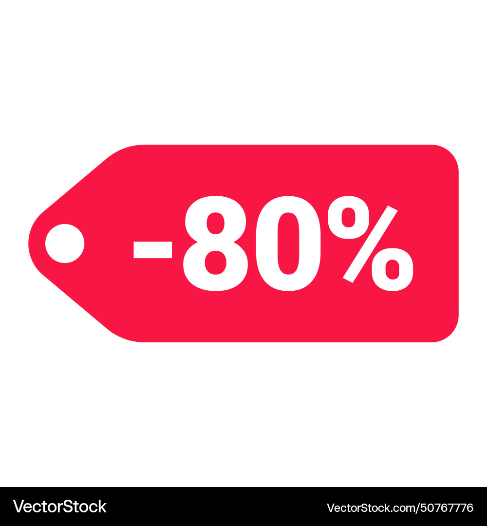 Red 80 percent discount label on white background Vector Image