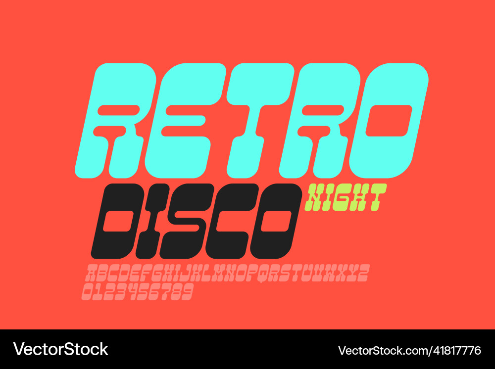 Retro style disco night font vintage design Vector Image