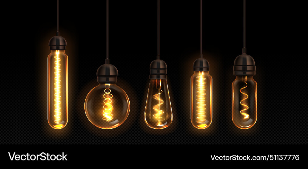 Vintage light bulb hanging from ceiling Royalty Free Vector